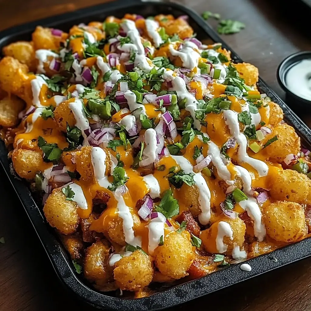 Loaded Tater Tot Nachos Cookleez